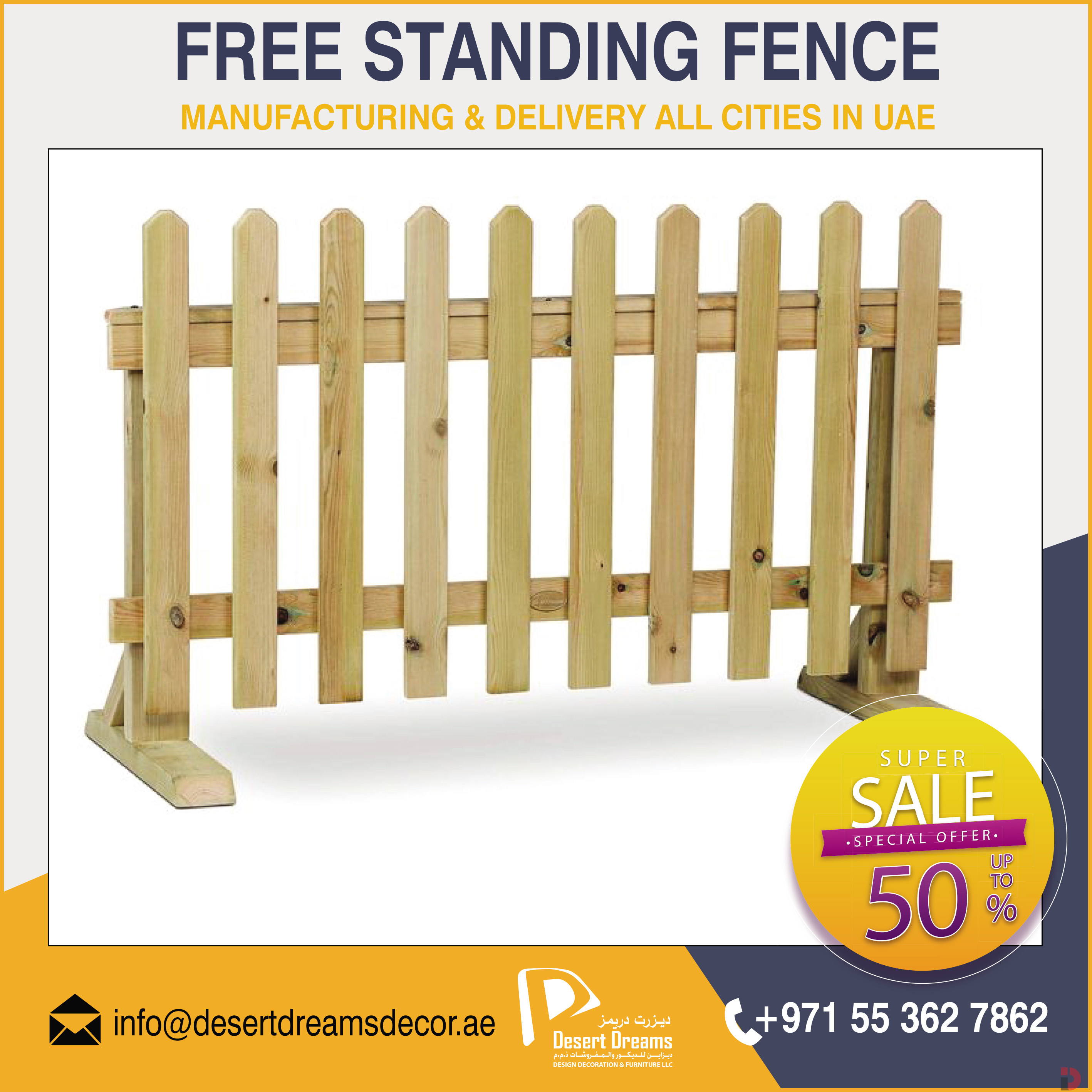 Wooden Slatted Fences Uae | Natural Wood Fencing Dubai.